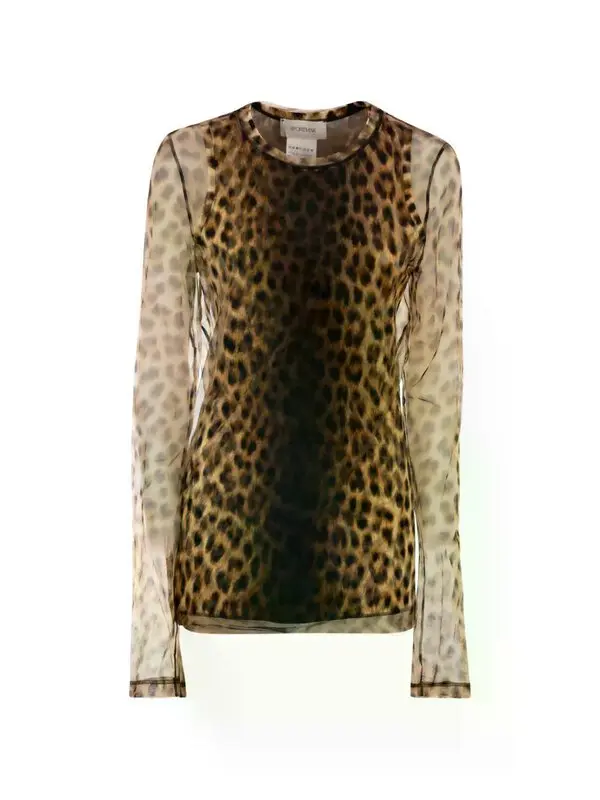 Sportmax Zebu Animal-print Tulle Top - Neutrals