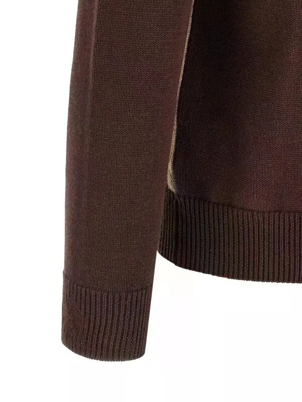 BALLANTYNE Argyle Jacquard Crew Neck Sweater - Brown