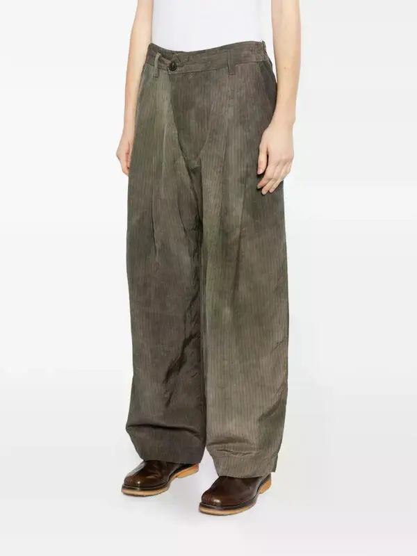 ZIGGY CHEN Cedar Pinstripe Pleated Trousers - Brown