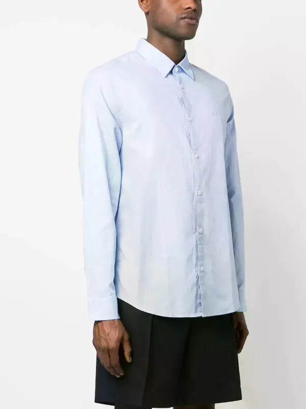 Armani Exchange Logo-embroidered Long-sleeve Cotton Shirt