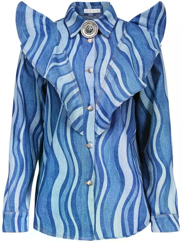 AREA Sunray-patterned Denim Shirt - Blue