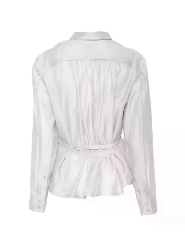 LOW CLASSIC Sheer Shirred Blouse - Grey
