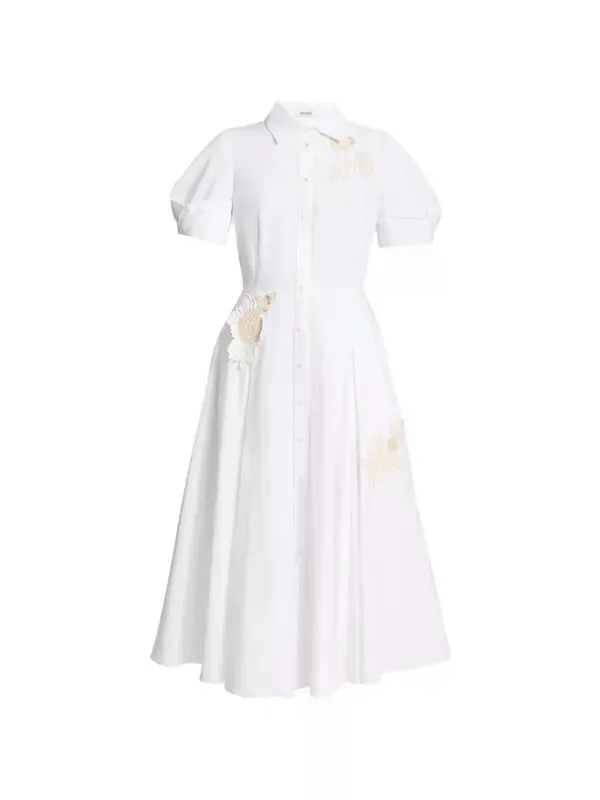 Erdem Puff-sleeve Embroidered Midi Dress - Neutrals