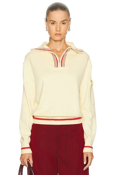 Guest In Residence Jib Polo Half Zip Sweater - Mist