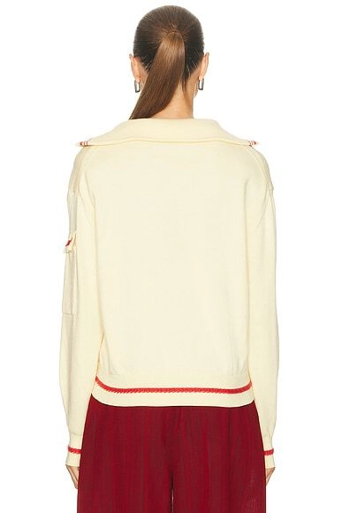 Guest In Residence Jib Polo Half Zip Sweater - Mist