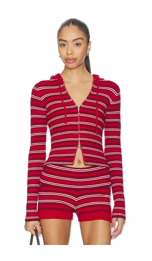 Frankies Bikinis Heritage Cloud Knit Hoodie - Red