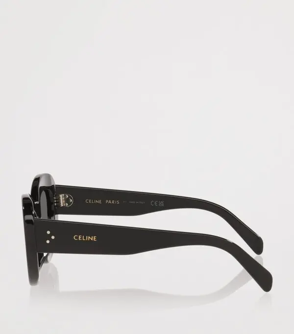 Celine Oversized Cat Eye Sunglasses With Three Dot Embellishment - Black