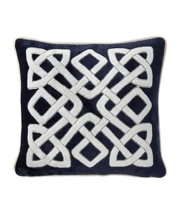 YVES DELORME Entrelac Marine Square Cushion Cover - Navy