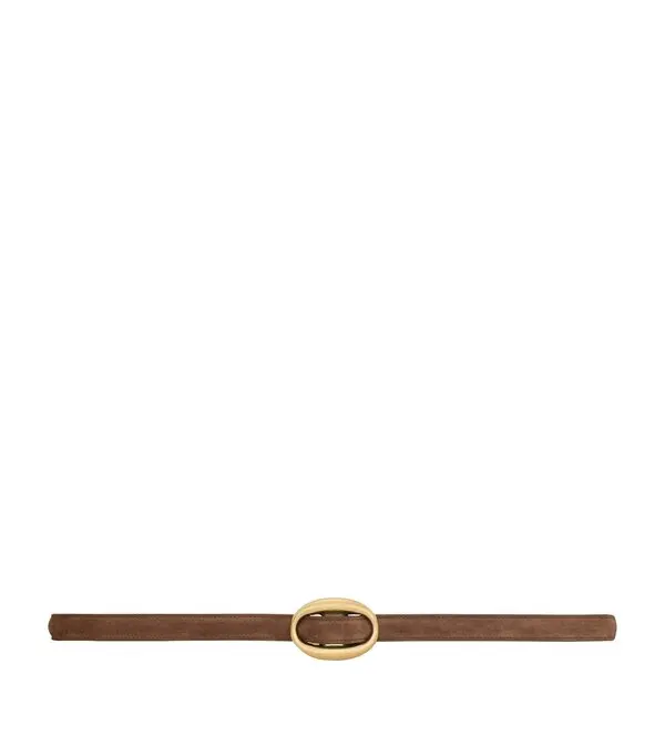 Saint Laurent Oval Buckle Leather Belt - Brown