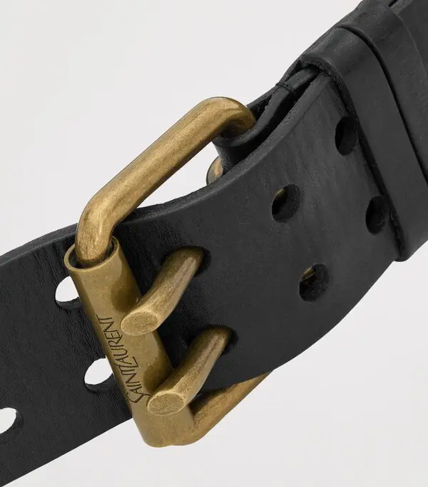 Saint Laurent Calfskin Motorcycle Buckle Belt