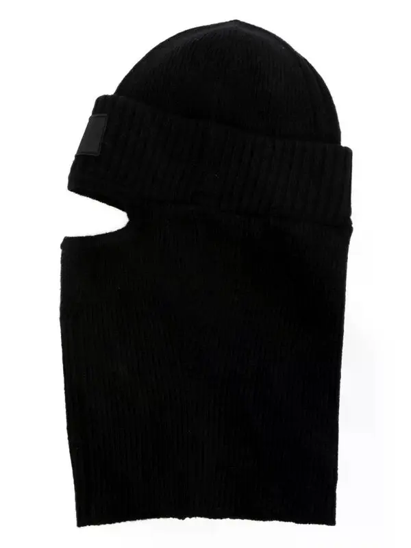 Y3 Logo Patch Ribbed Knit Balaclava - Black