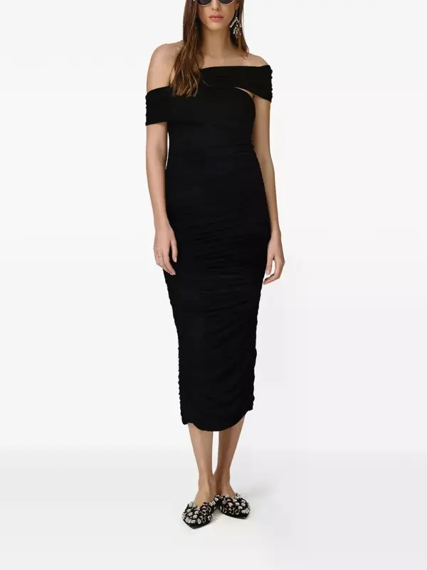PNK Off-shoulder Gathered Midi Dress