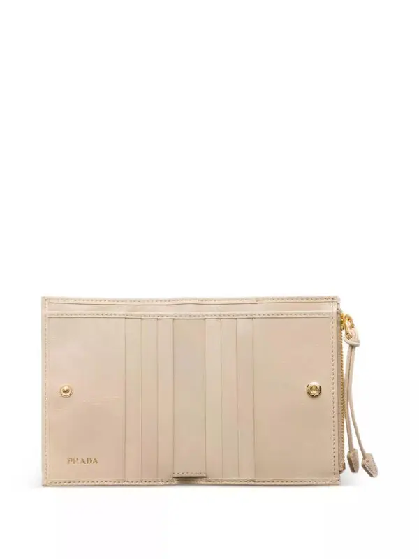 Prada Small Leather Wallet - Neutrals