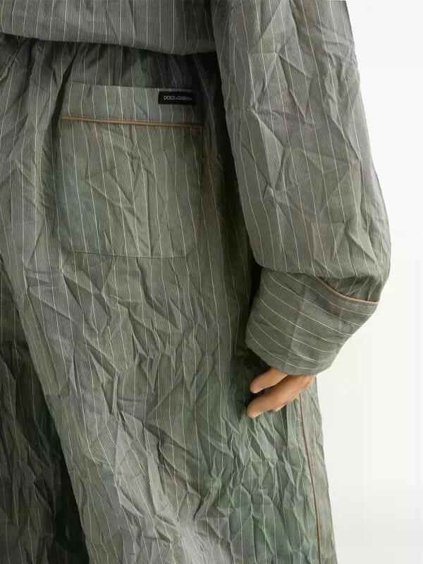 Dolce & Gabbana Crinkled Striped Jacquard Cotton Trousers