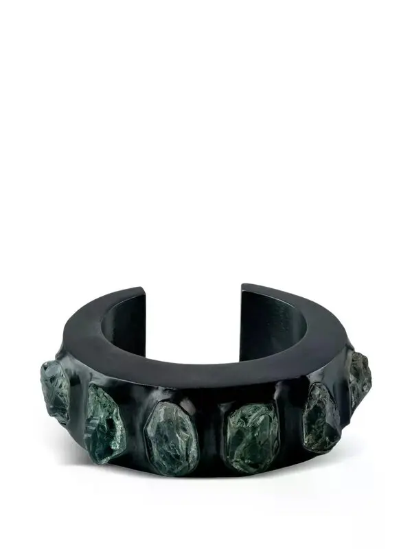 PARTS OF FOUR Surfaced Crescent Bracelet With Green Amethyst - Black