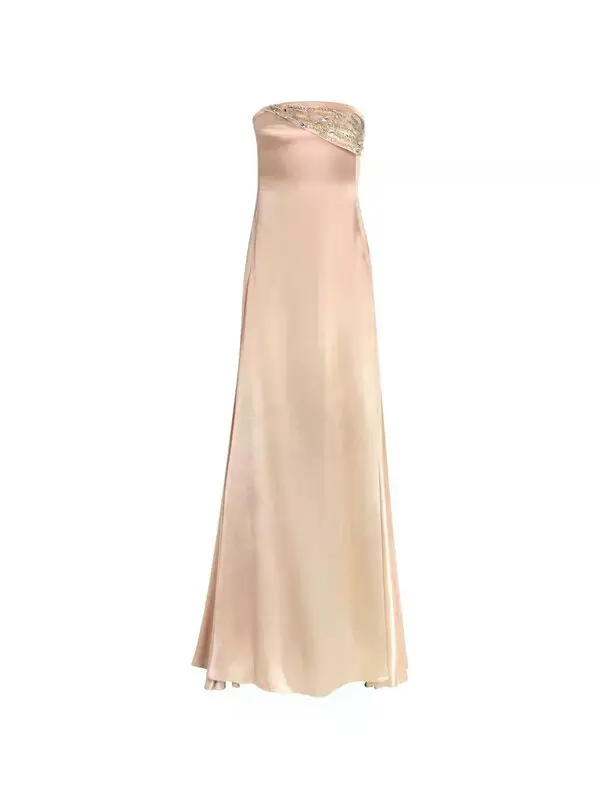 GENNY Embellished Strapless Maxi Dress - Neutrals