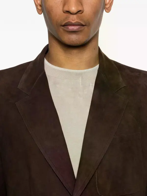 Canali Button Suede Blazer - Brown