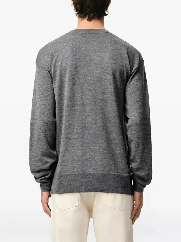 AMI Paris De Coeur Crewneck Sweater In Extra-fine Wool And Silk - Grey
