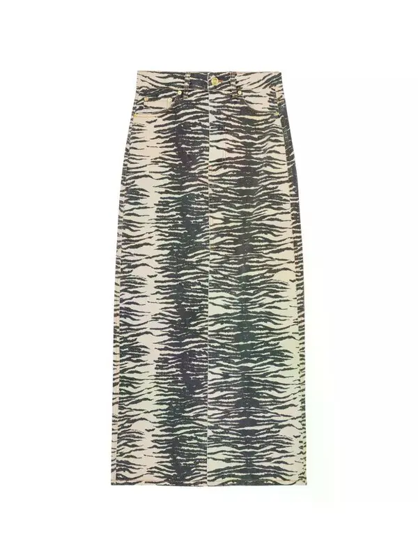 GANNI Zebra-print Maxi Skirt - Neutrals