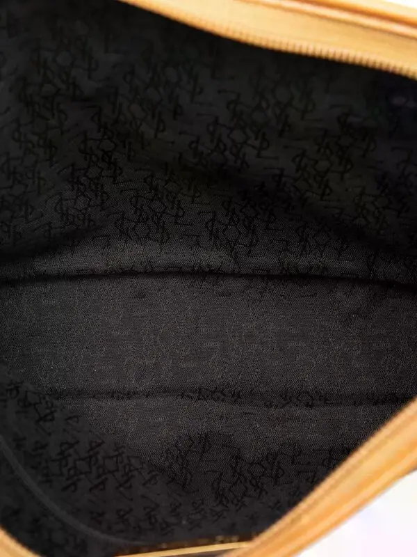 Saint Laurent Leather Trimmed Coated Canvas Clutch Bag