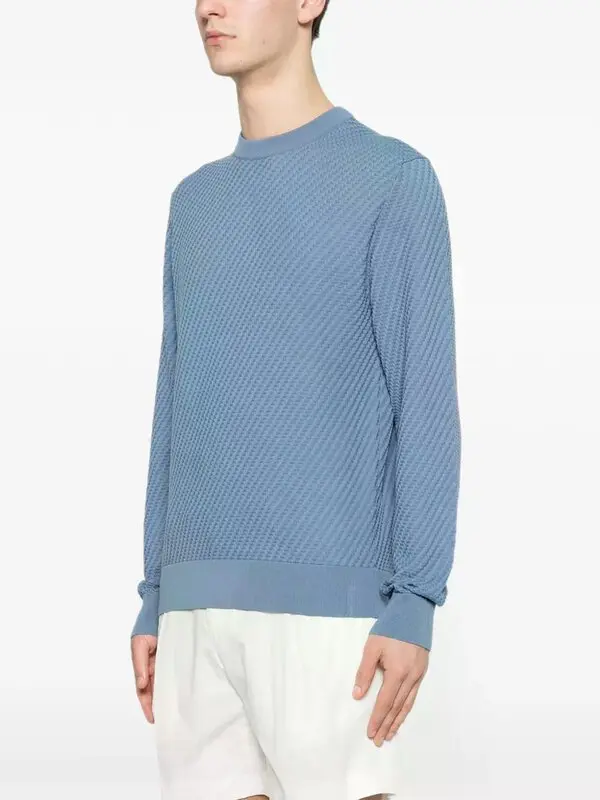 Canali Textured Knit Crew Neck Sweater