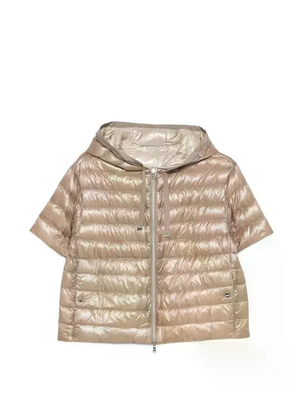 Herno Short Sleeve Hooded Quilted Jacket - Neutrals