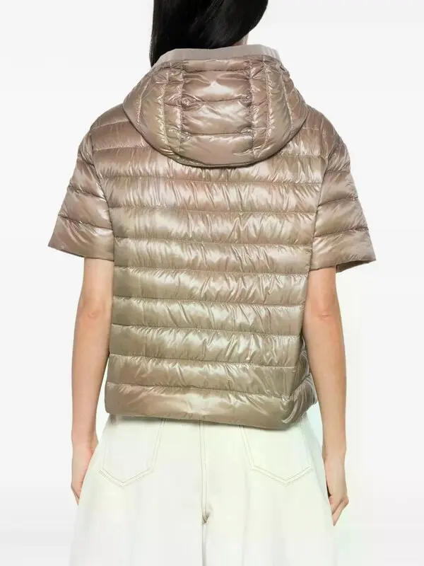 Herno Short Sleeve Hooded Quilted Jacket - Neutrals