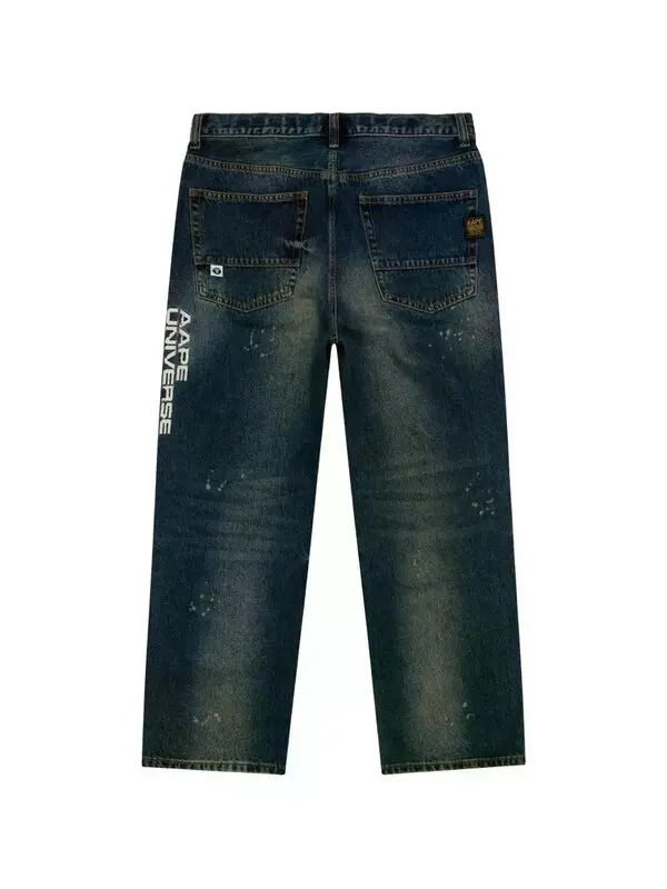 AAPE BY *A BATHING APE Distressed Paint Splatter Denim Trousers