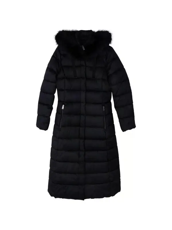 Tahari Hooded Maxi Coat With Faux-fur Trim