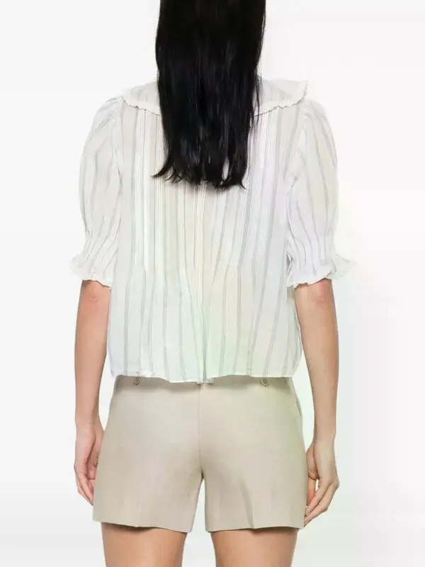 DÔEN Henri Striped Blouse With Ruffled Trim