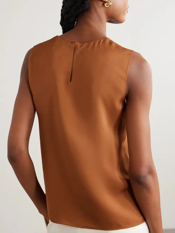 Theory Silk-satin Sleeveless Top - Brown