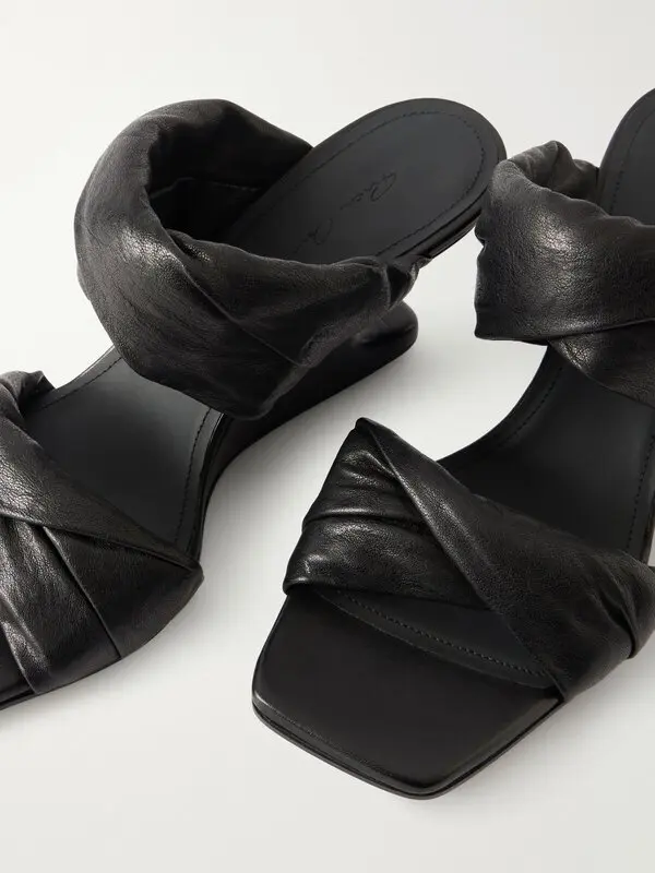 Rick Owens Twisted Cantilever Suede Wedge Mules - Black