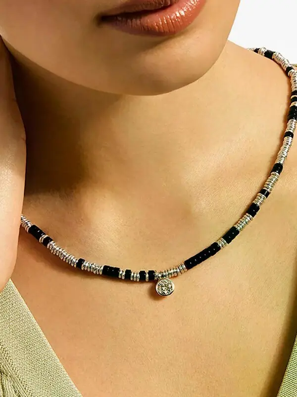 John Hardy Sterling And Diamond Heishi Pendant Necklace