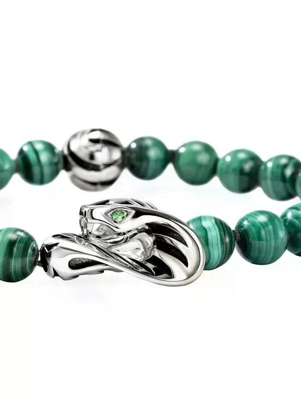 John Hardy Legends Cobra Sterling Malachite Bead Bracelet