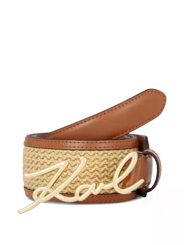 Karl Lagerfeld Medium Belt With Raffia Detailing - Brown