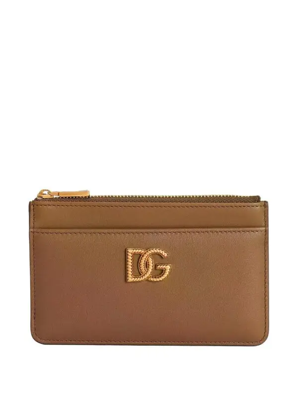 Dolce & Gabbana Calfskin Card Holder With Dg Logo - Brown