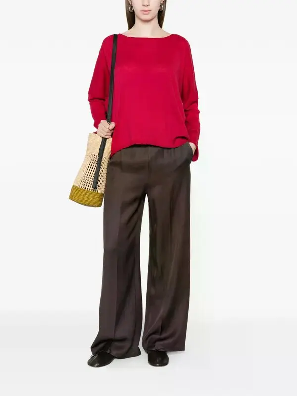 BEYOU Boat Neck Top With Wide Sleeves - Red