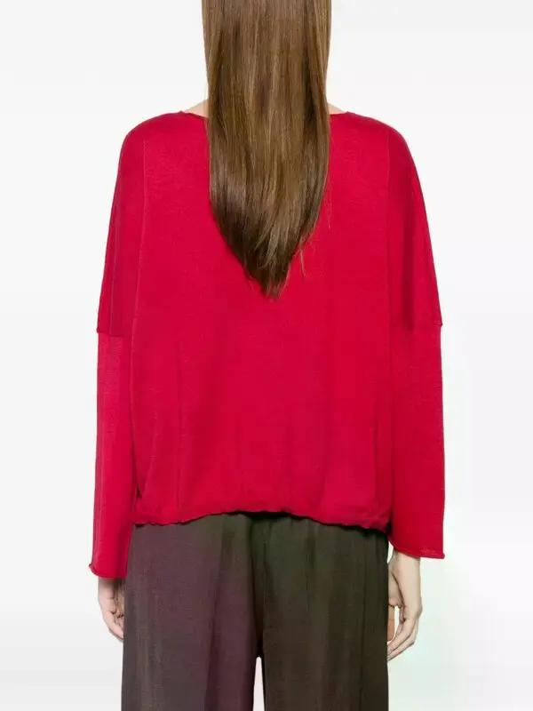 BEYOU Boat Neck Top With Wide Sleeves - Red