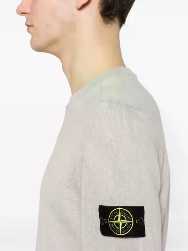 Stone Island Crewneck Sweater With Compass Patch - Grey