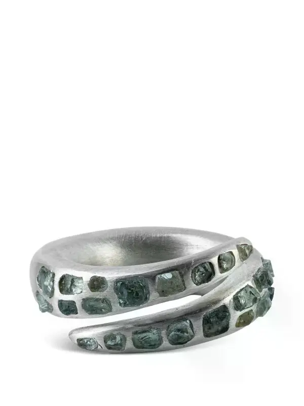 PARTS OF FOUR Split Mountain Aquamarine Ring - Silver