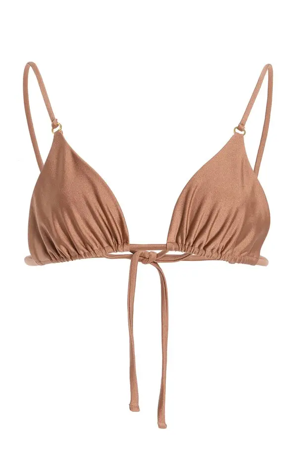 Jade Swim Lido Triangle Bikini Top - Brown