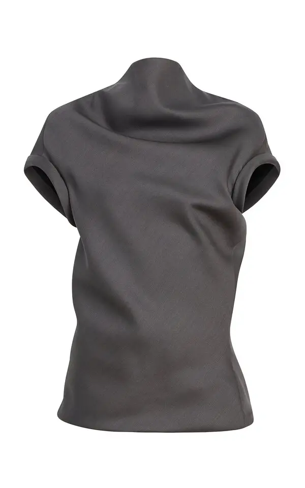 Khaite Tandie Draped Wool-silk Cady Top - Grey