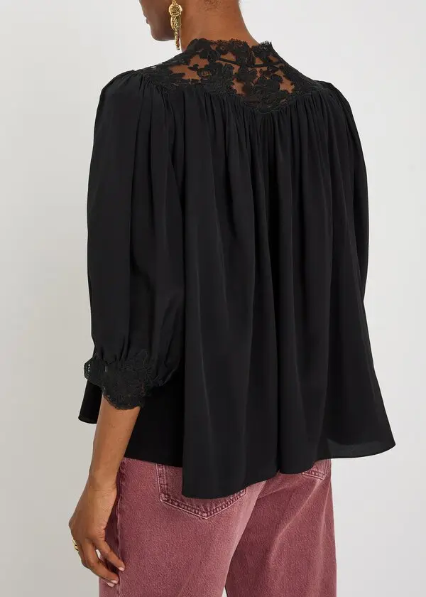 Chloé Lace-trimmed Silk Blouse