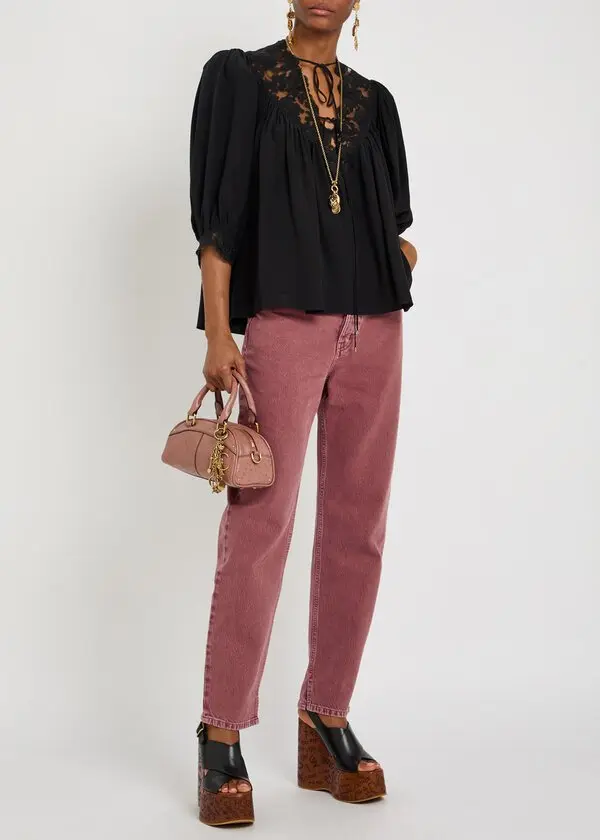 Chloé Lace-trimmed Silk Blouse