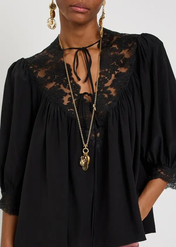 Chloé Lace-trimmed Silk Blouse