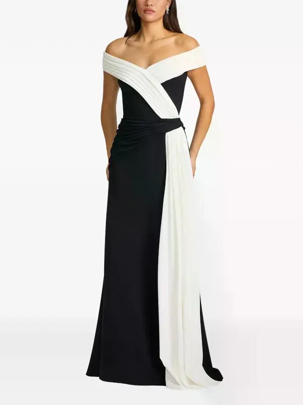 Tadashi Shoji Draped Slit Maxi Dress - Black