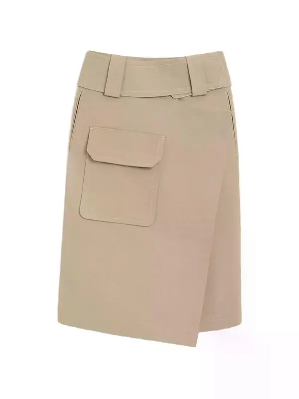 AMI Paris Cotton Blend Gabardine Wrap Skirt With Dual Pockets