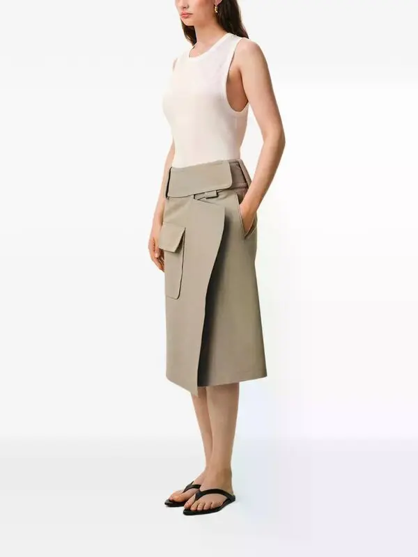 AMI Paris Cotton Blend Gabardine Wrap Skirt With Dual Pockets