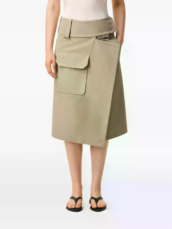 AMI Paris Cotton Blend Gabardine Wrap Skirt With Dual Pockets