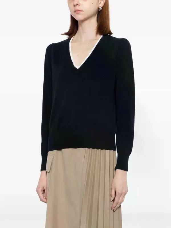 N.peal Lace Trim V-neck Jumper